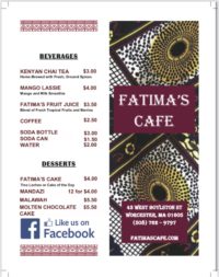 Menu | Fatima's Cafe