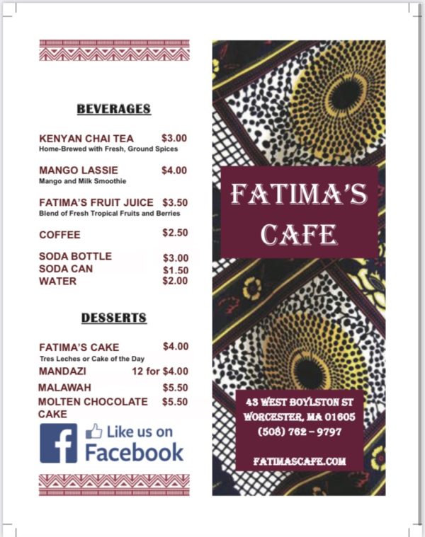 Menu | Fatima's Cafe