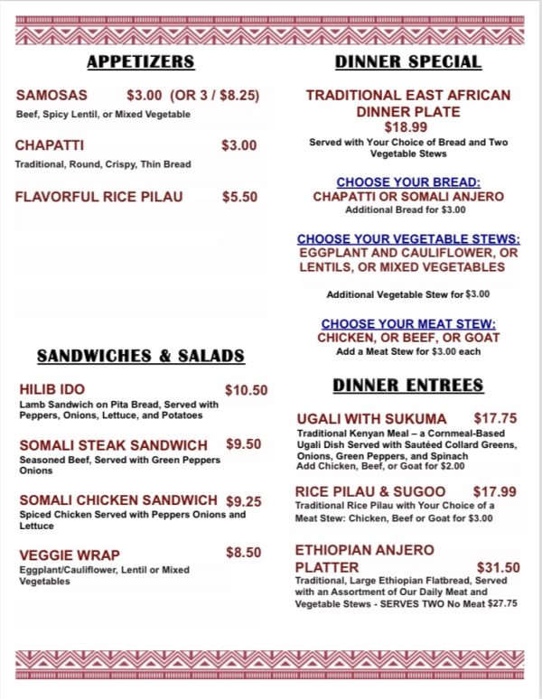 Menu – Fatima's Cafe